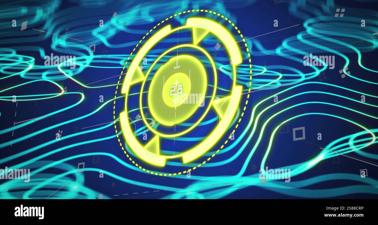 Image of scopes and data processing with transfer trails Stock Photo ...