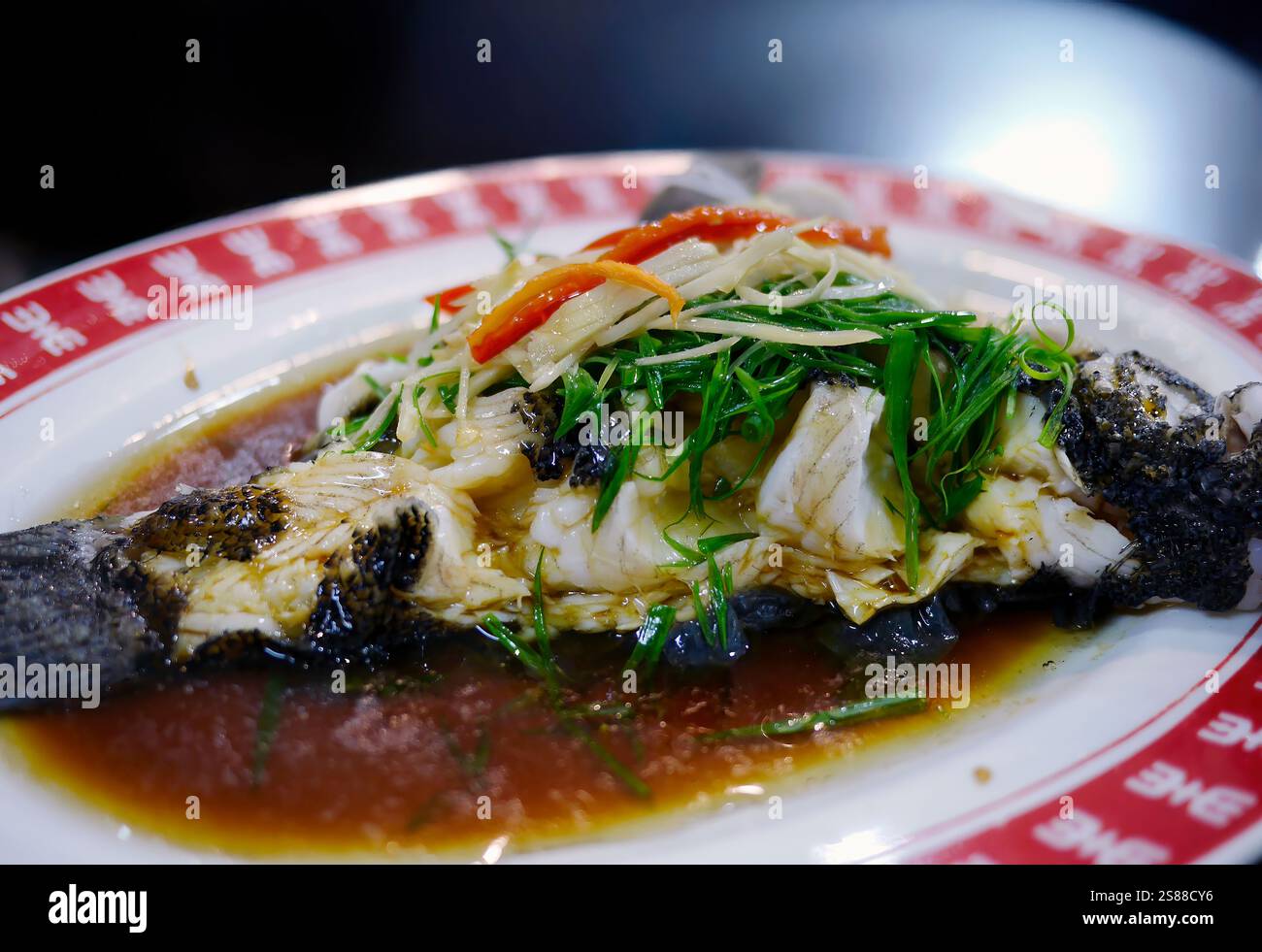 Steamed marble goby fish (soon hock fish) in scallion oil weever and ...