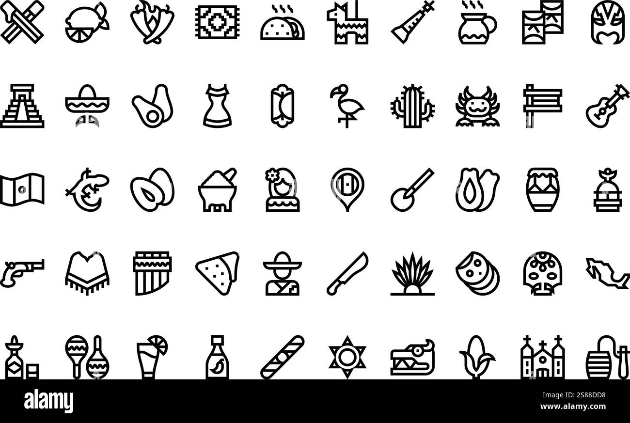 Mexico icons High-Quality Vector Icons Collection with Editable Stroke ...