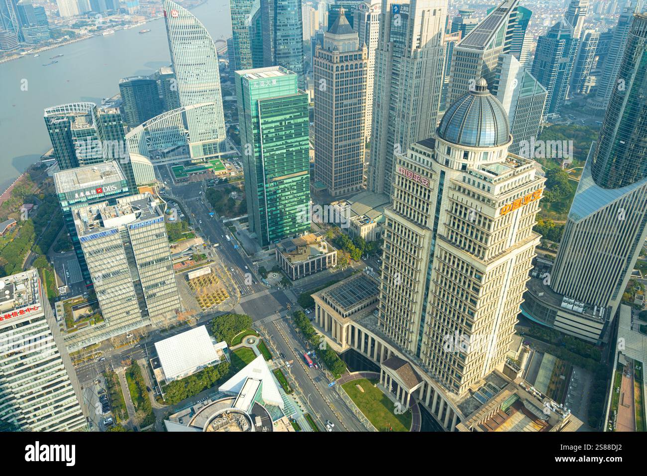 Shanghai, China. January 8, 2025. Panoramic aerial view of the city's ...