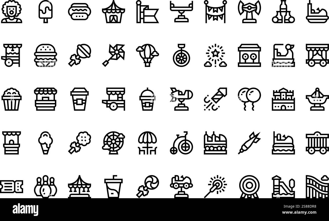 Amusement park icons High-Quality Vector Icons Collection with Editable ...