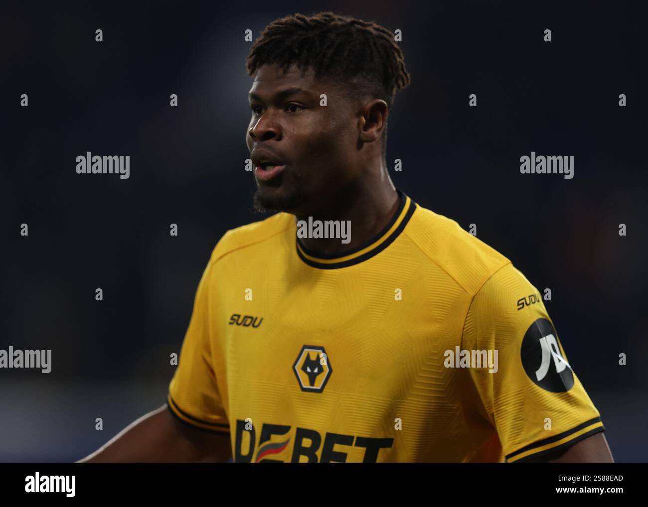 London, UK. 20th Jan, 2025. Emmanuel Agbadou of Wolverhampton Wanderers ...