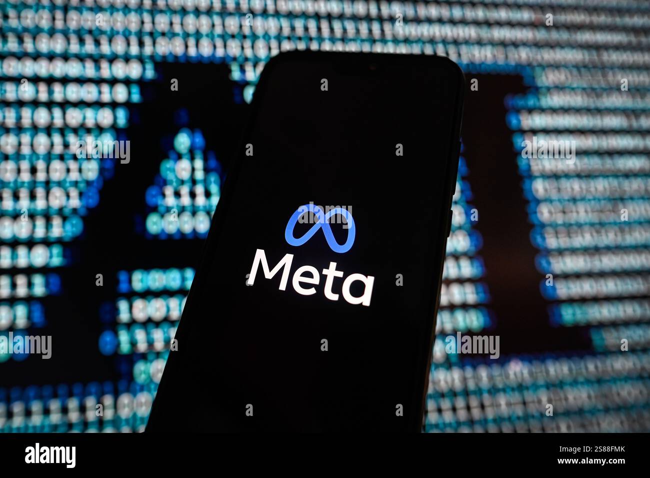 In this photo illustration, the Meta logo is displayed on a smartphone ...