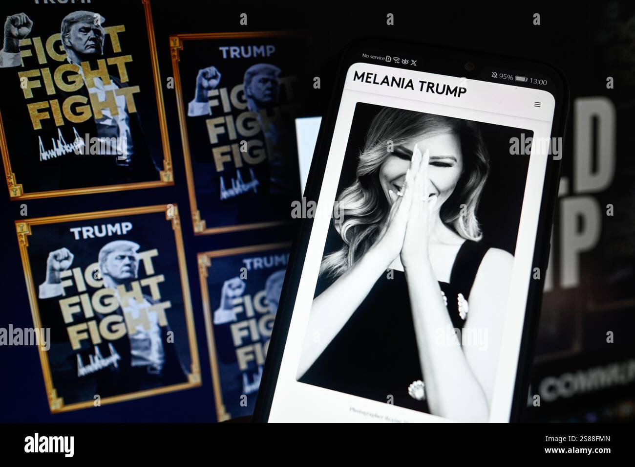 In this photo illustration, the Melania Trump Token meme logo is ...