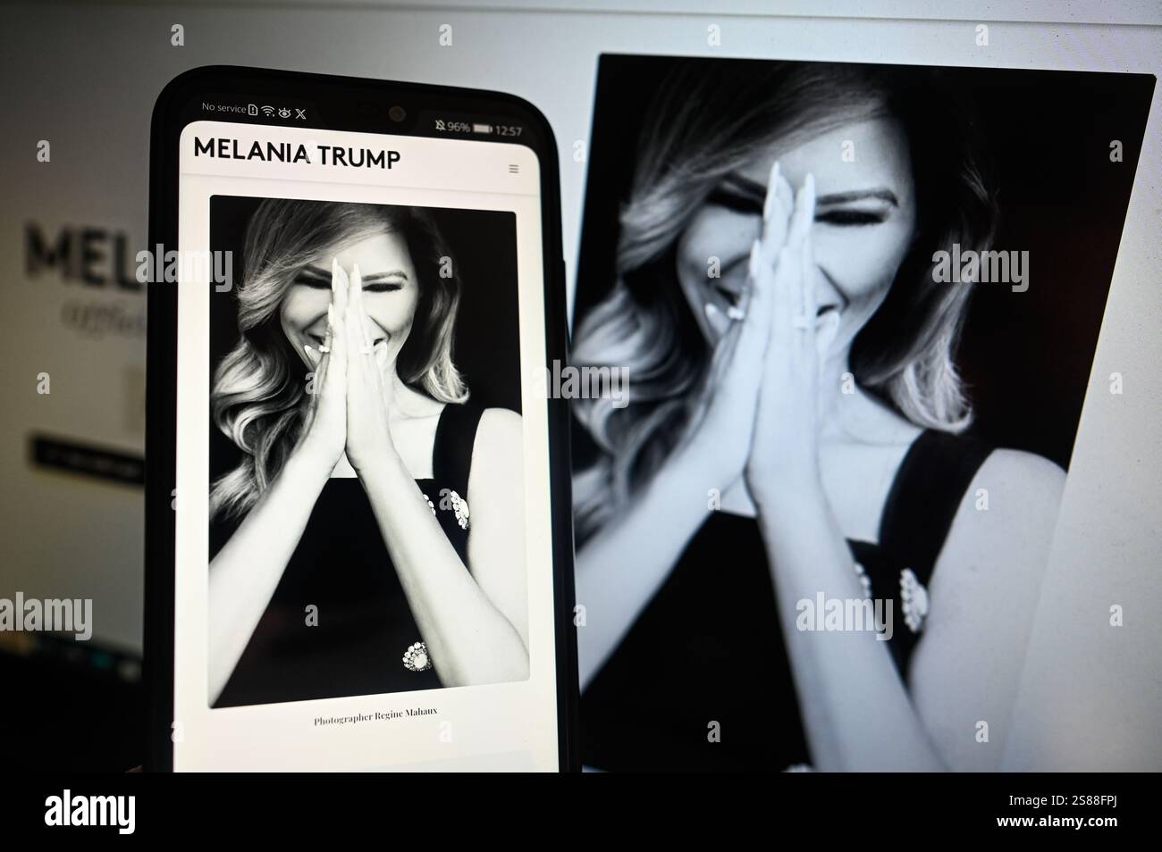 In this photo illustration, the Melania Trump Token meme logo is ...