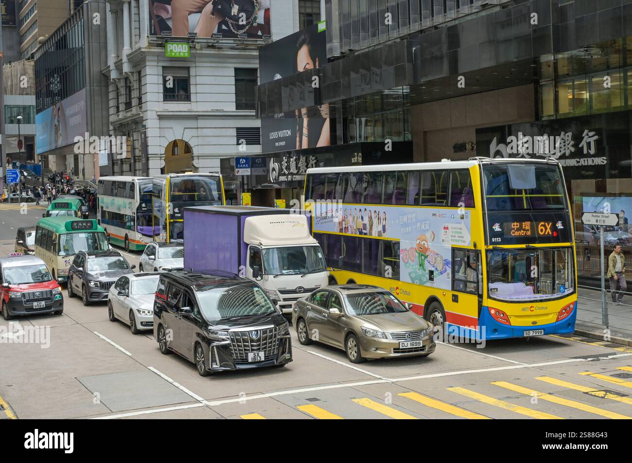 Autoverkehr, Pedder Street, Central, Hongkong, Volksrepublik China ...