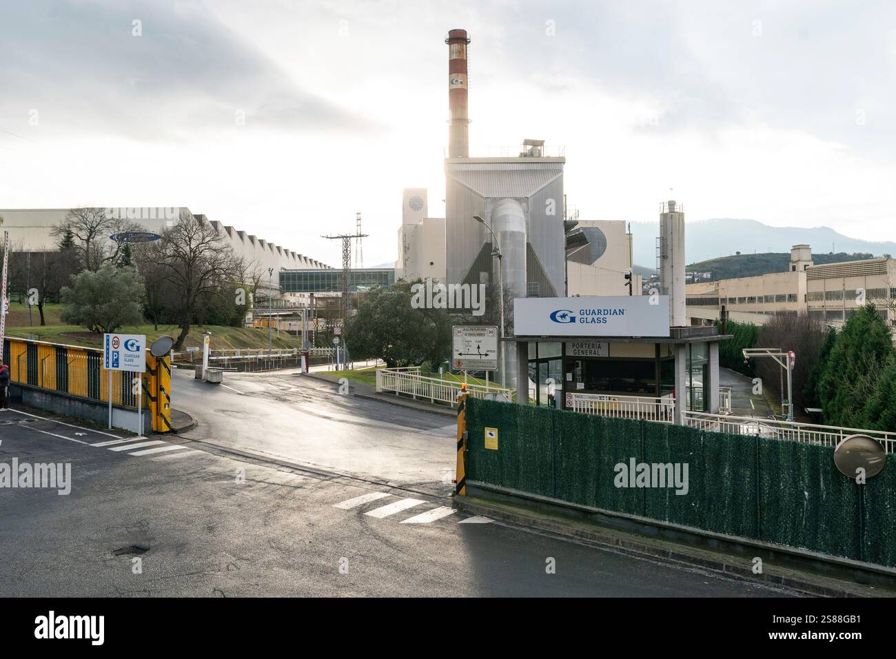 Entrance to the factory of the multinational Guardian, on January 21 ...