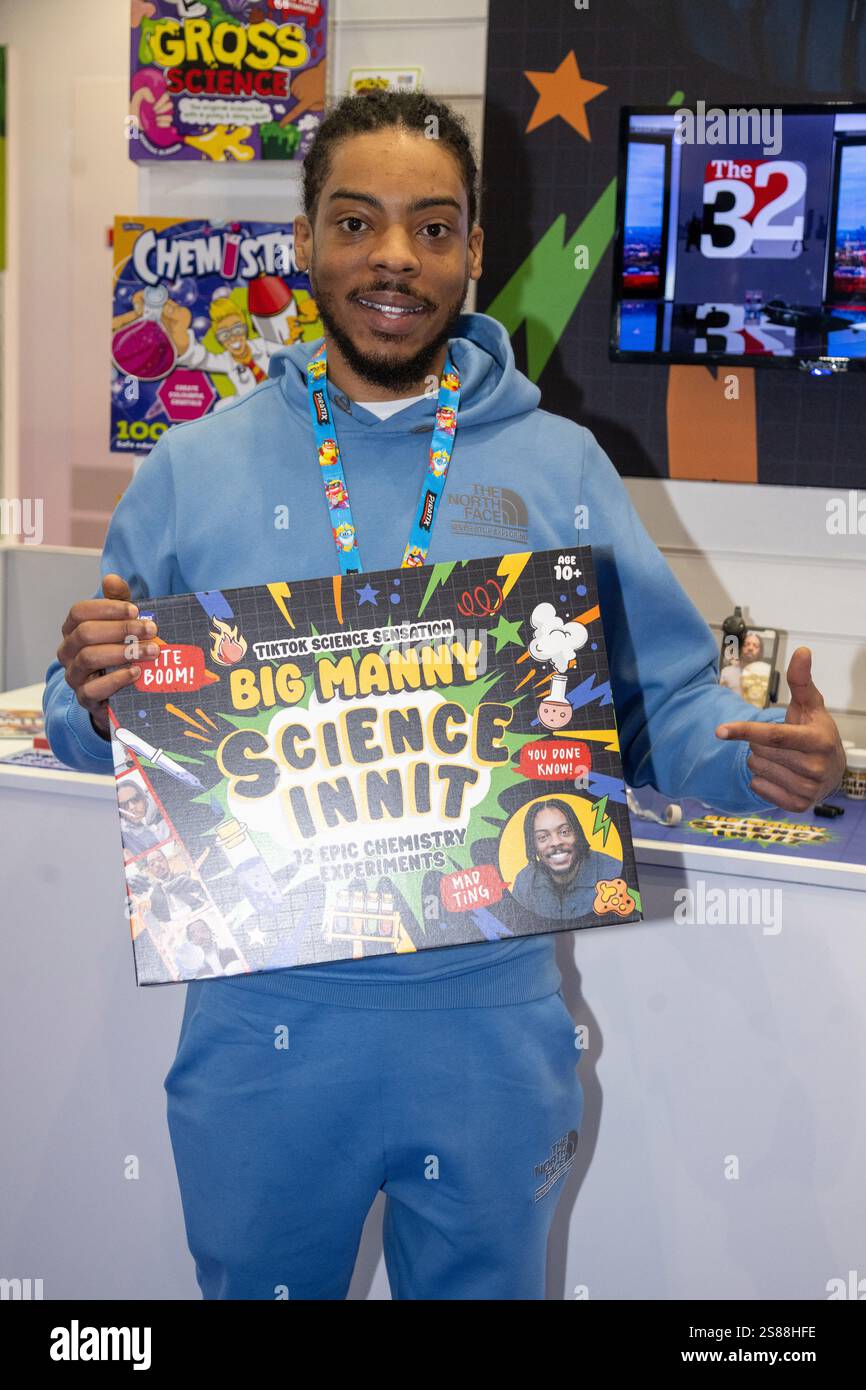 21/01/2025. London, UK Emanuel Wallace, a biomedical scientist aka Tik Tokker BIG MANNY launches ...