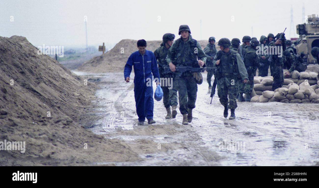 First Gulf War: 23rd March 1991 American soldiers escort an Iraqi ...