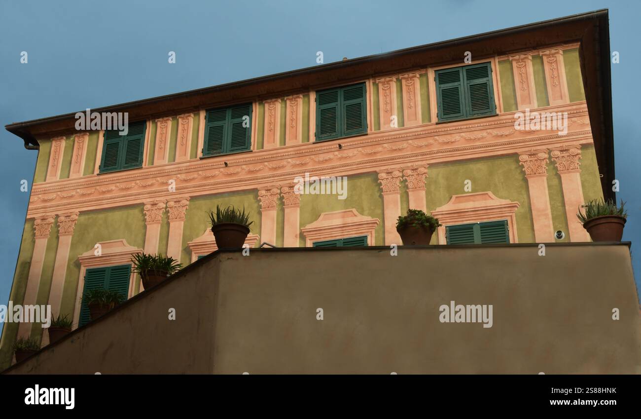 trompe l'oeil in Levanto depicting a beautiful house. It is an ancient ...