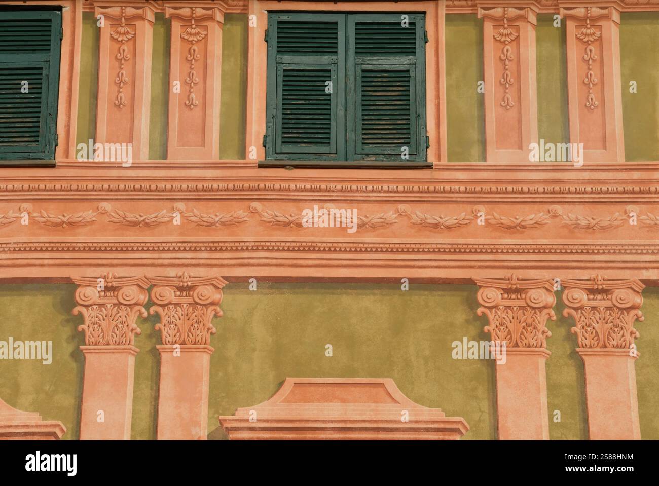 trompe l'oeil in Levanto depicting a beautiful house. It is an ancient ...