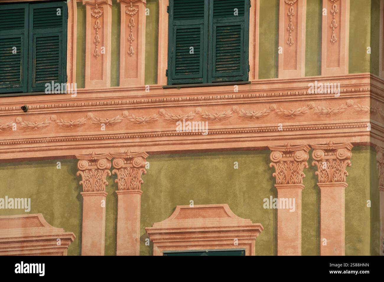 trompe l'oeil in Levanto depicting a beautiful house. It is an ancient ...