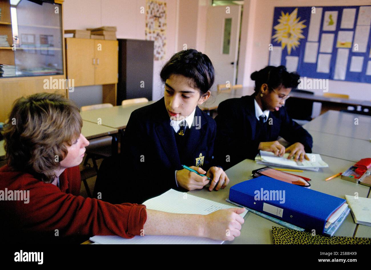 Teaching English as a second language. 1990s UK Classroom. Greenford ...