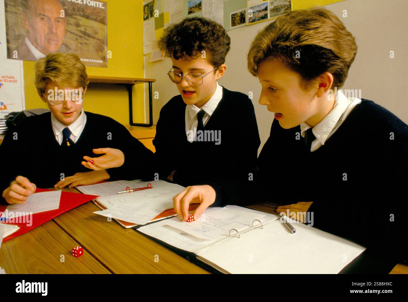 Comprehensive Secondary School 1990s UK. Students, girls preparing for ...