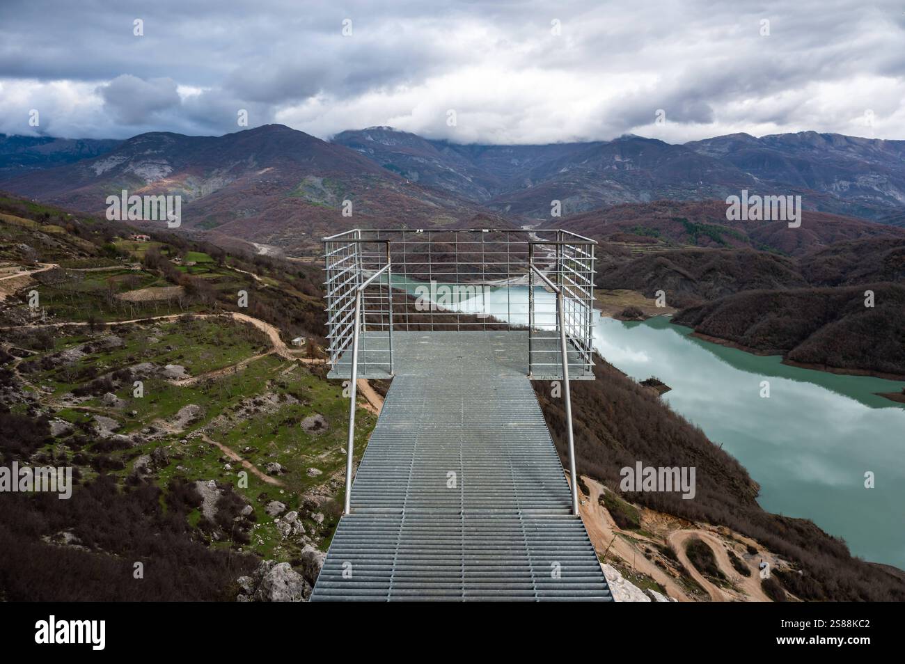 Panoramic look out platform over the Gamti mountain range and the ...