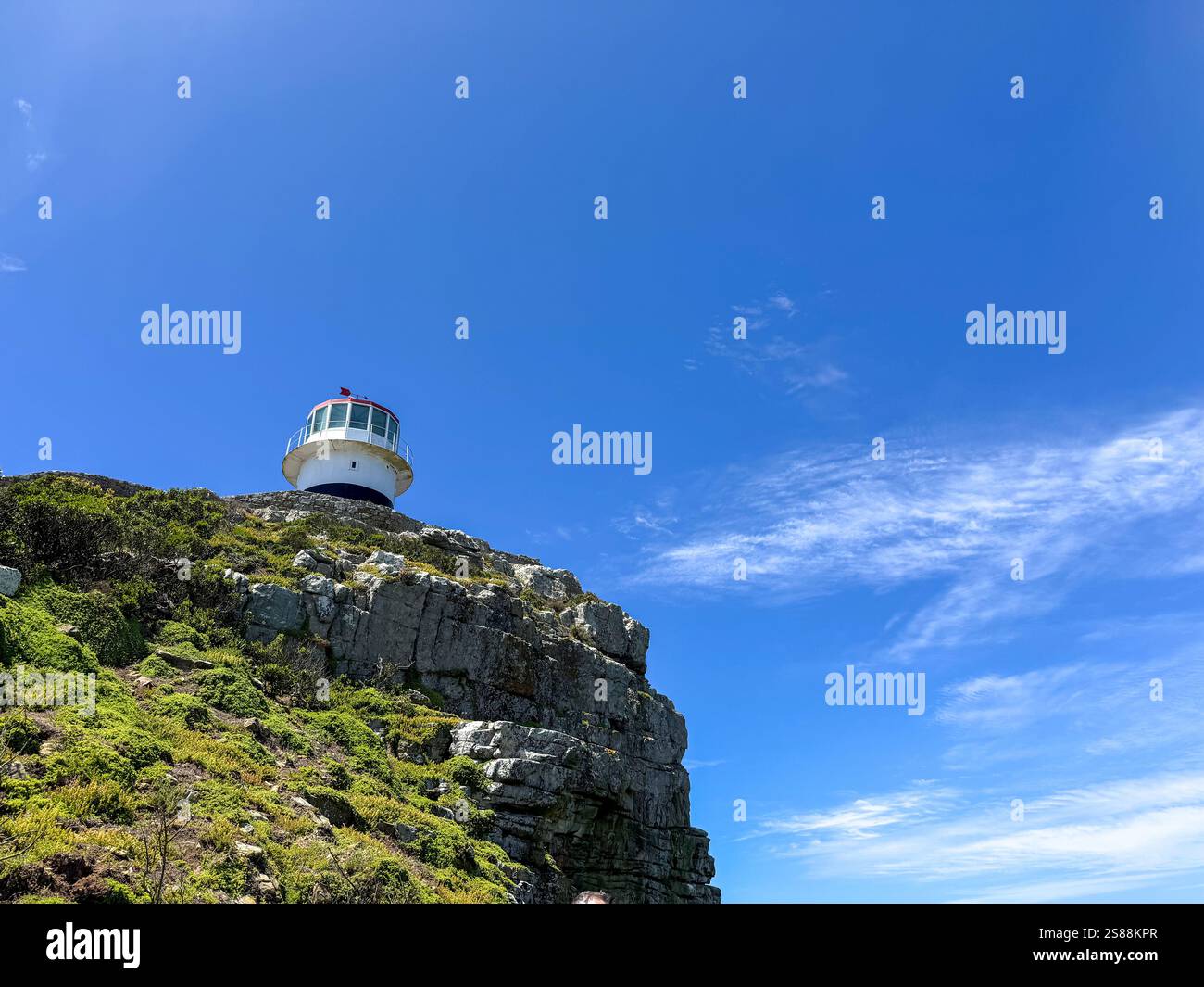 Cape Point lighthouse on the Cape of Good Hope cliffs, Nature Reserve ...
