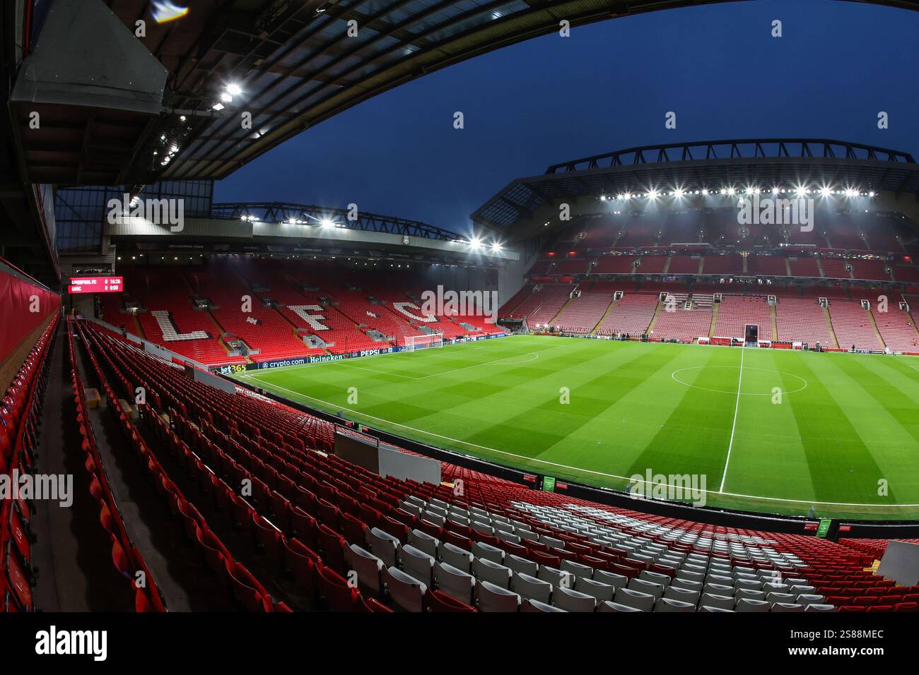 A general view of Anfield, Home of Liverpool, ahead of the UEFA ...
