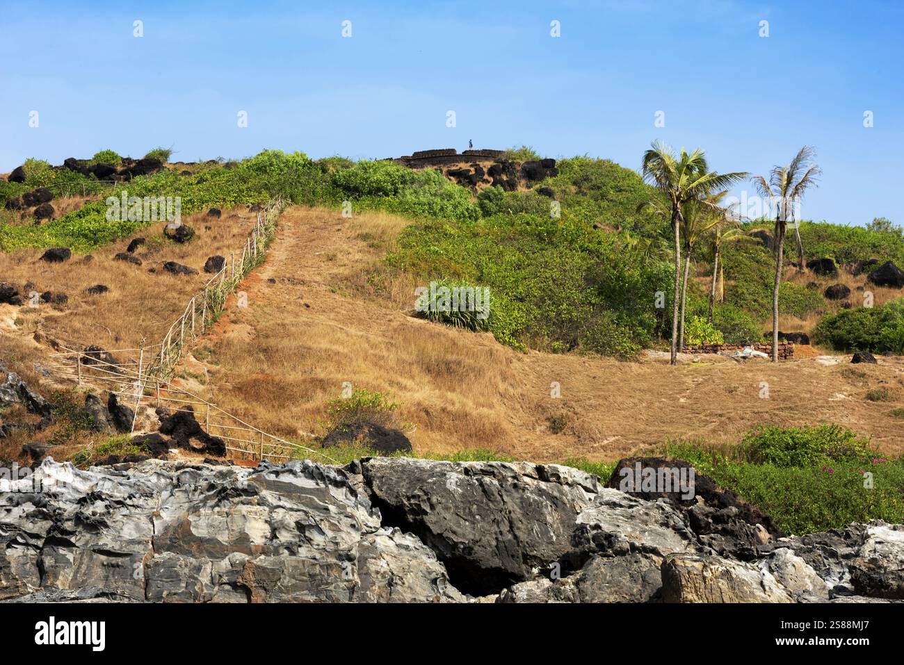 Chapora Fort above the Vagator Beach in Goa, India Stock Photo - Alamy
