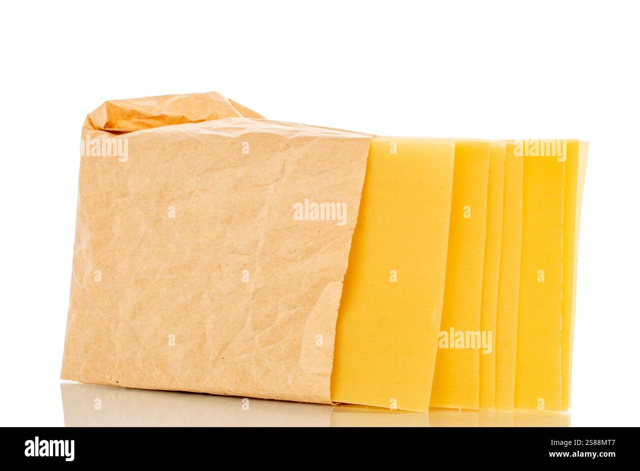 Durum wheat pasta, lasagna with paper bag, close-up, isolated on white ...