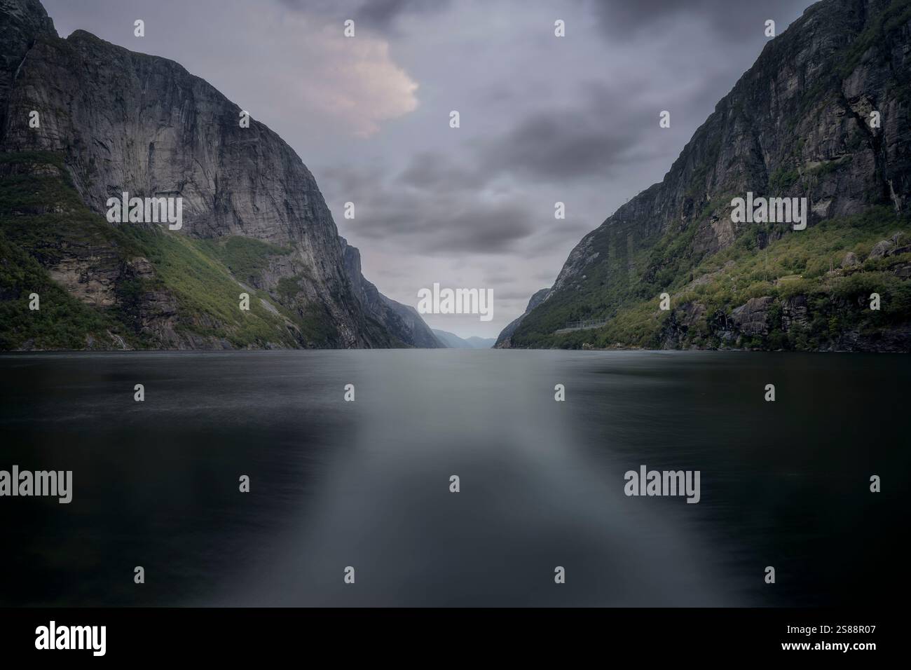 Lysebotn Fjord during cloudy sunset Stock Photo - Alamy