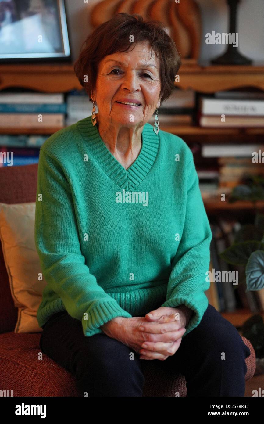 Holocaust survivor Janine Webber in her north London home during an ...