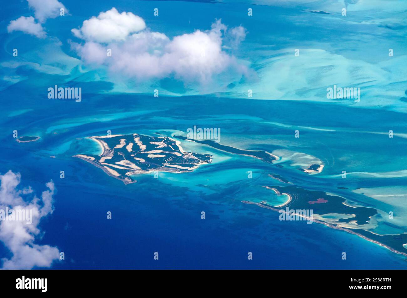 Aerial View of Caribbean Islands and Beaches. Our way to Turks & Caicos ...