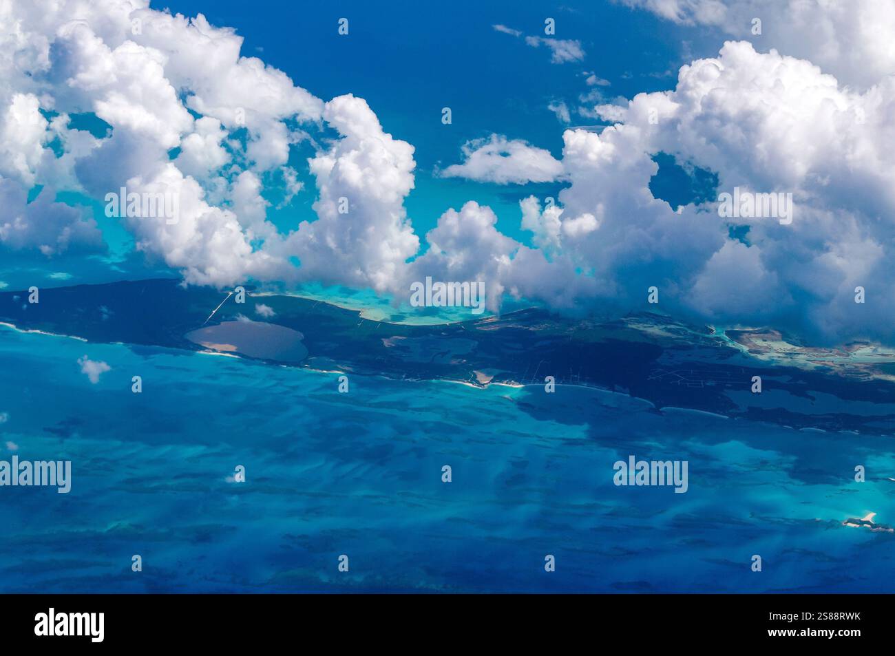 Aerial View of Caribbean Islands and Beaches. Our way to Turks & Caicos ...