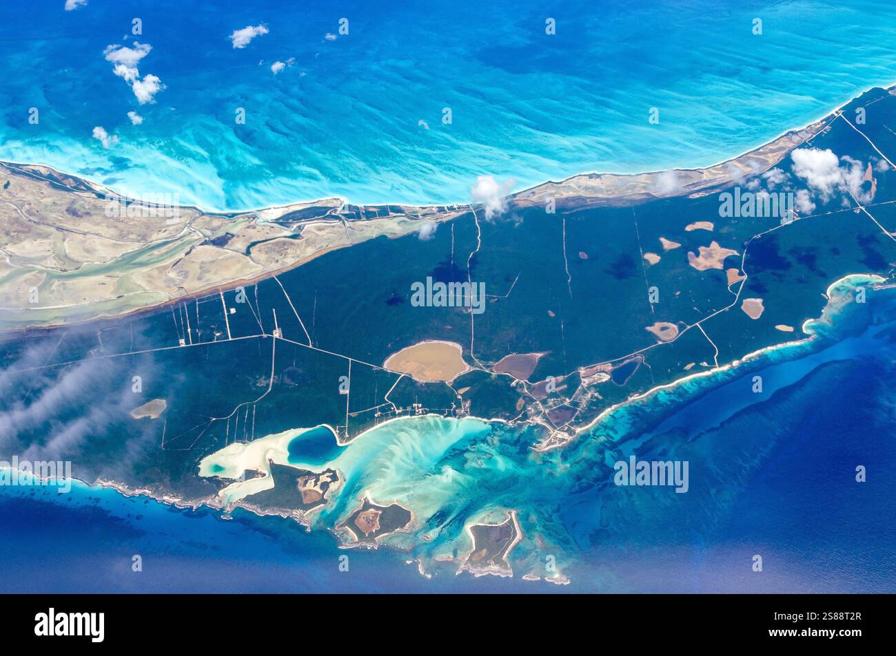 Aerial View of Caribbean Islands and Beaches. Our way to Turks & Caicos ...