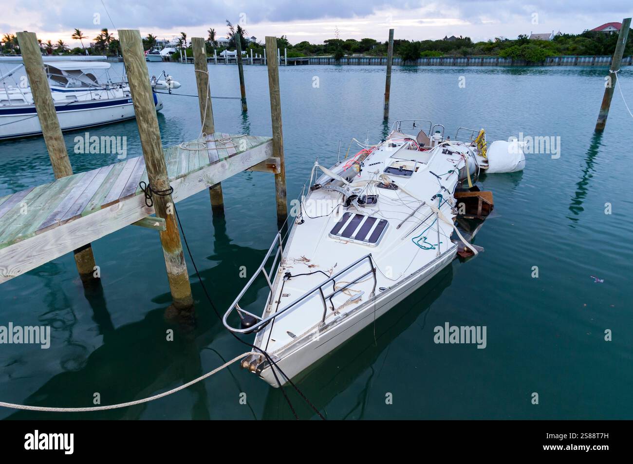 Turtle Cove pier and yatch marina. Turks & Caicos Islands at the ...