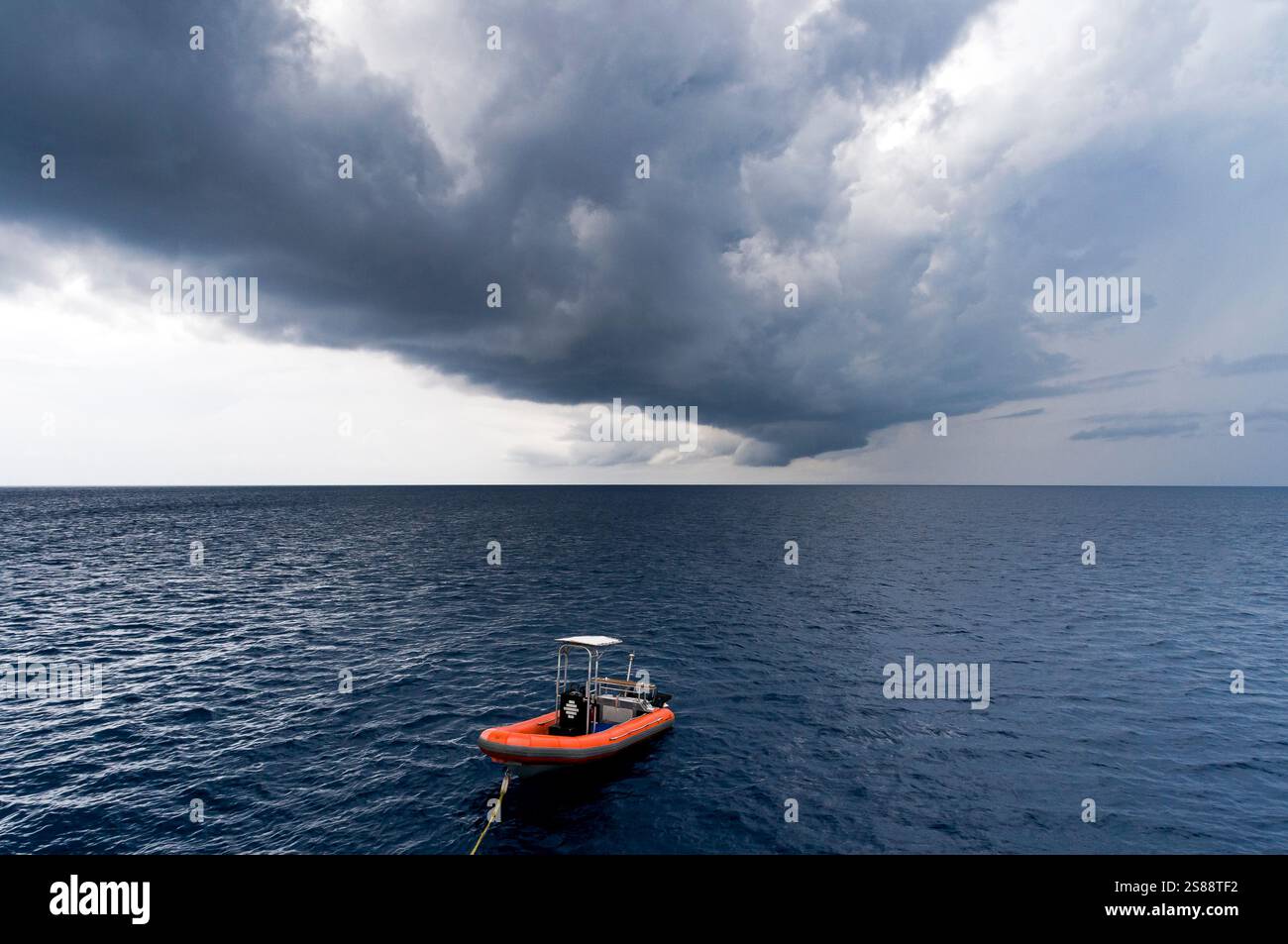 A Zodiac Vessel navigating at the Caribbean Sea. Turks & Caicos Islands ...