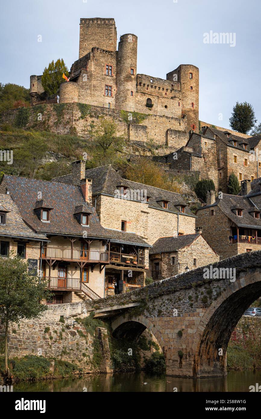 Picturesque view of the iconic stone bridge spanning the Aveyron River ...