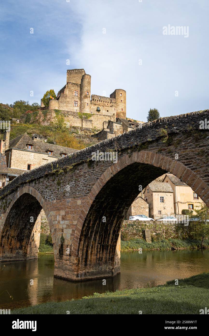 Picturesque view of the iconic stone bridge spanning the Aveyron River ...