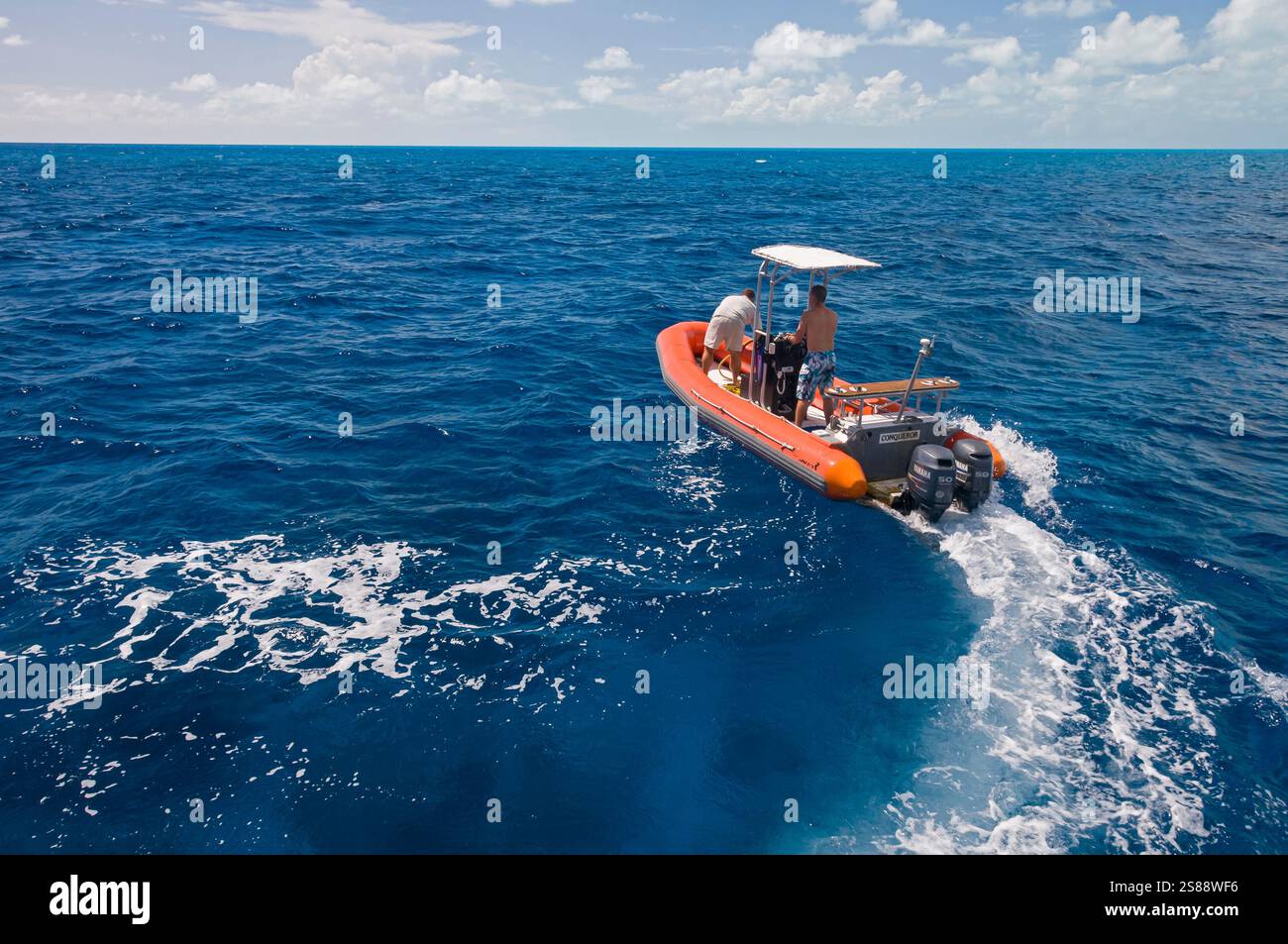 A Zodiac Vessel navigating at the Caribbean Sea. Turks & Caicos Islands ...