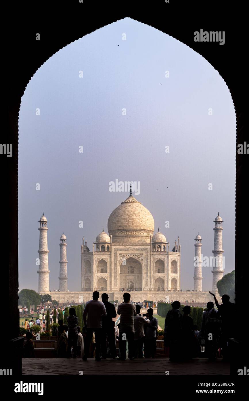 India. Uttar Pradesh state. Agra. Taj Mahal. White marble mausoleum ...