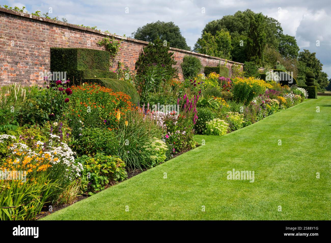 Famous double herbaceous Borders at Arley Hall and Gardens in Cheshire ...