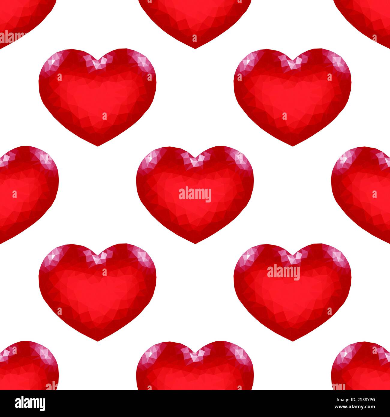 Seamless Pattern with Red Low Poly Heart. Symbol of Love. Vector ...