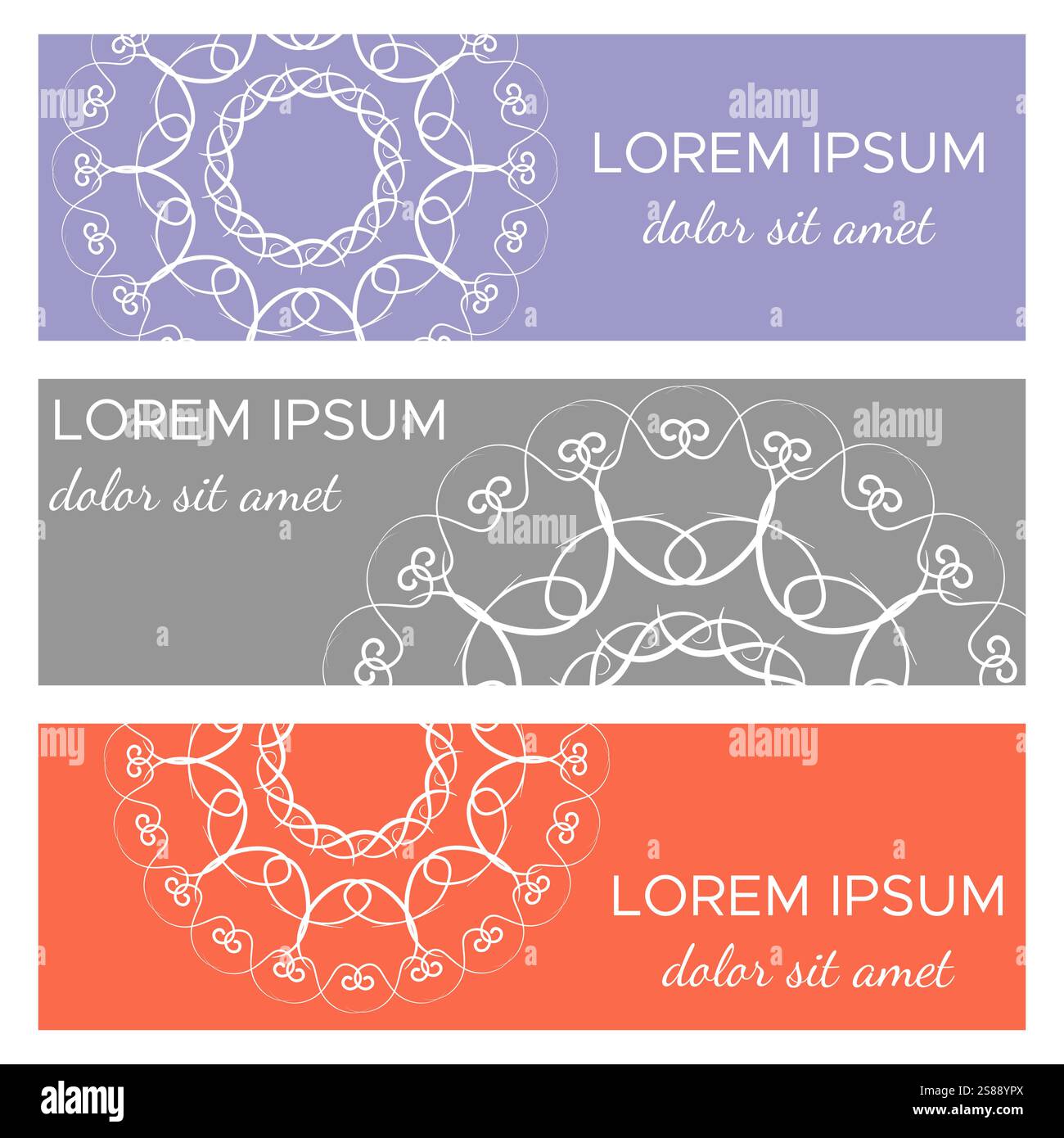 Set of abstract horizontal header banners with geometric circular ...