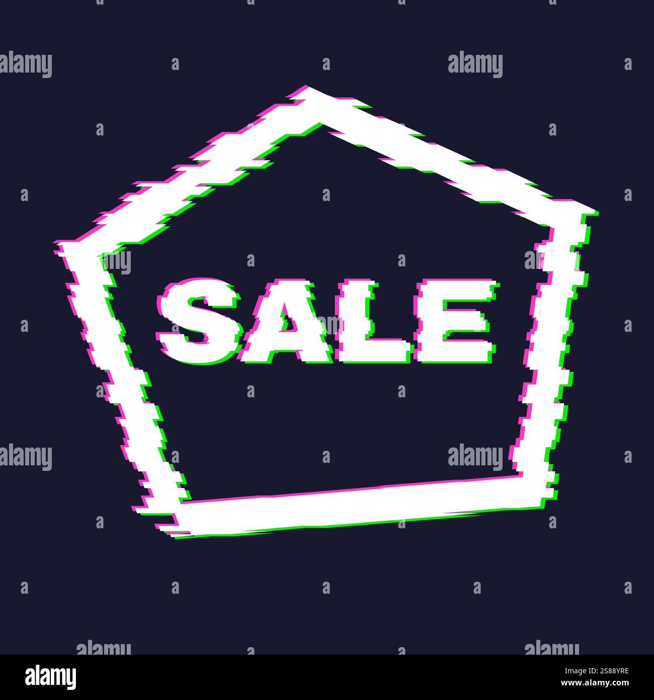 Distorted glitch sale banner with error effect on the edges and in text ...