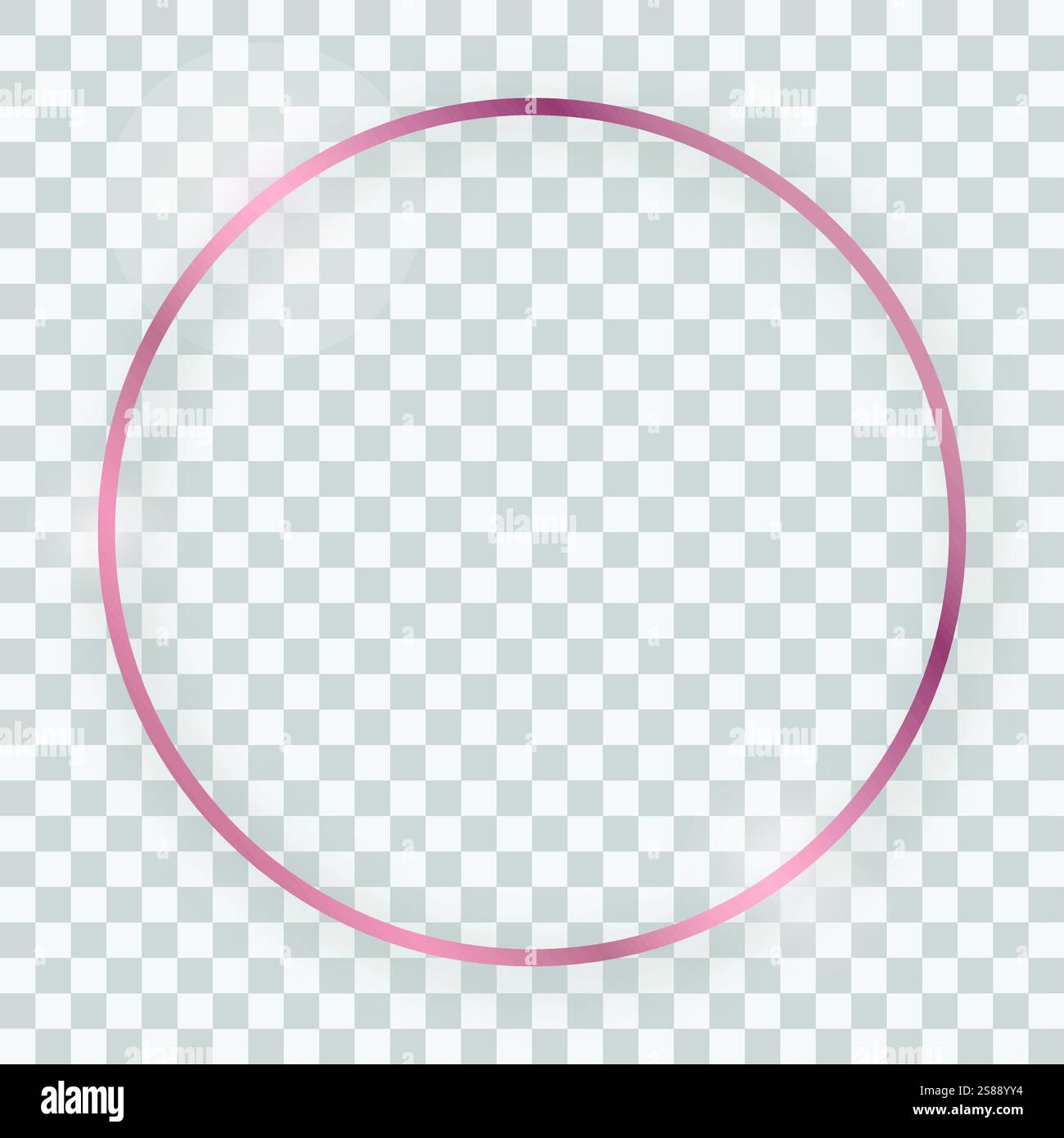 Rose gold shiny round frame with glowing effects and shadows on ...