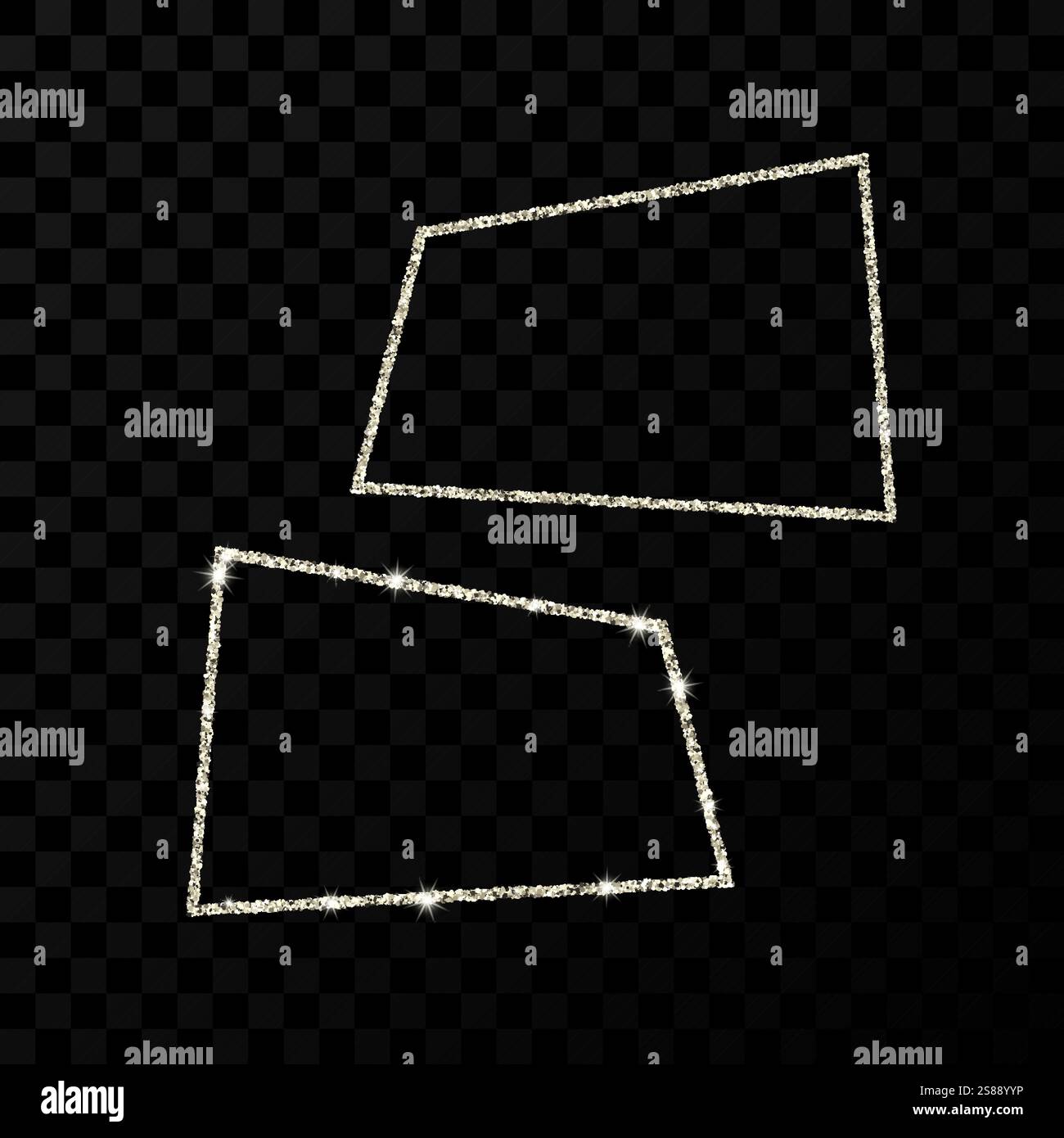 Silver rectangle frame. Two modern shiny frames with light effects ...