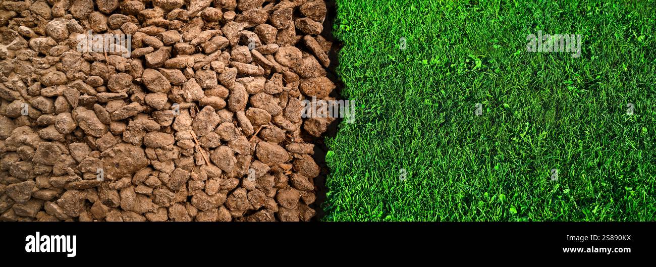 Grass and dry ground soil environmental impact and global warming at ...
