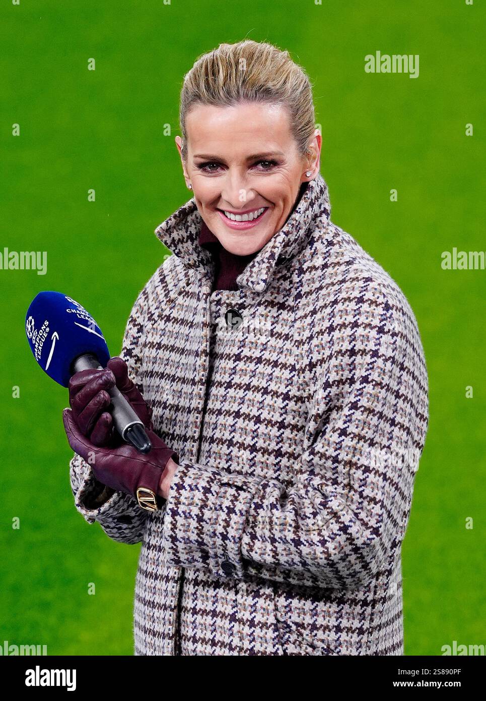 Presenter Gabby Logan ahead of the UEFA Champions League, league stage ...