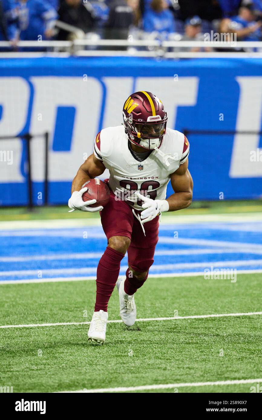 Washington Commanders running back Jeremy McNichols (26) warms up ...