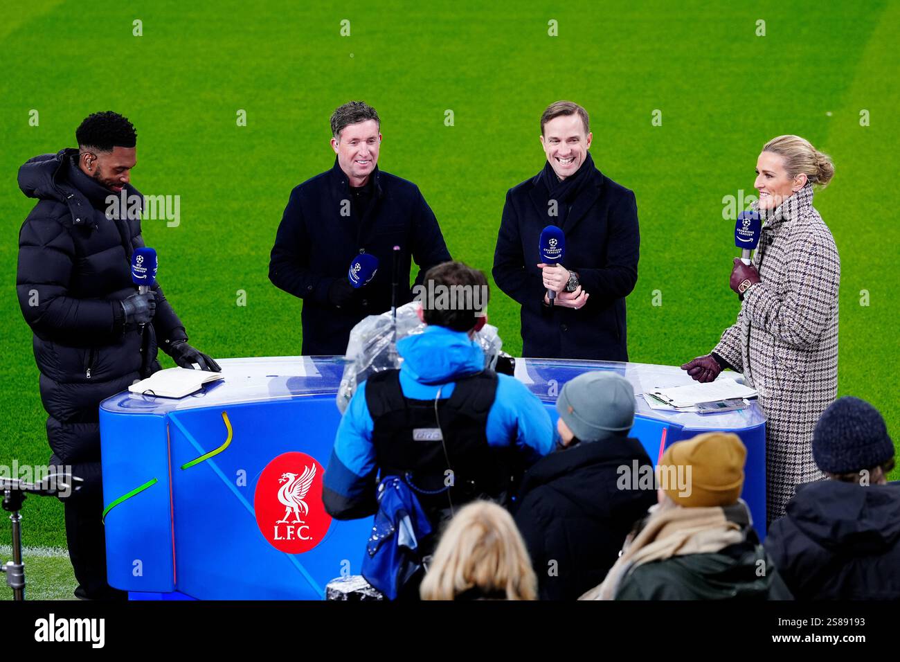 Presenter Gabby Logan (right), Journalist Julien Laurens (centre right ...