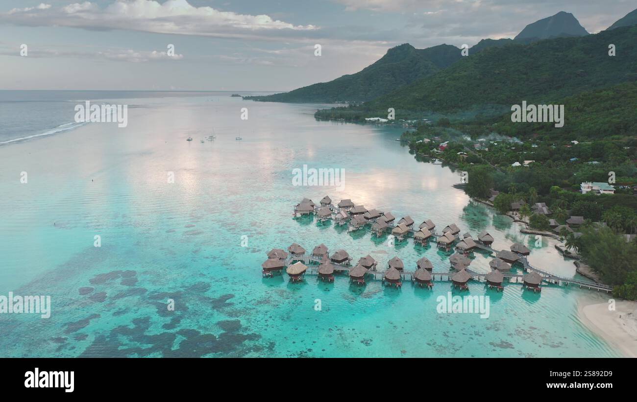 Stunning aerial view capture Moorea island in French Polynesia ...