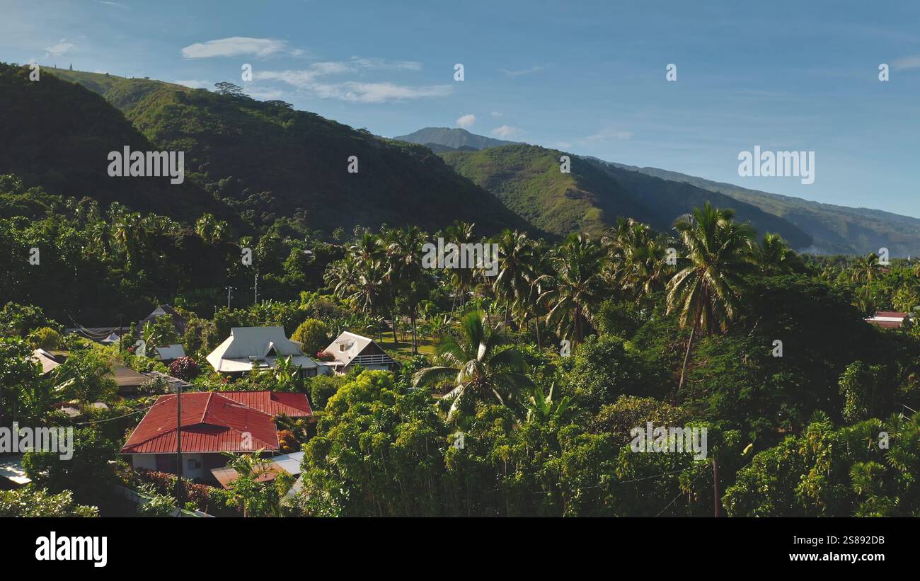 Capturing the serene beauty of a tropical village surrounded by lush ...