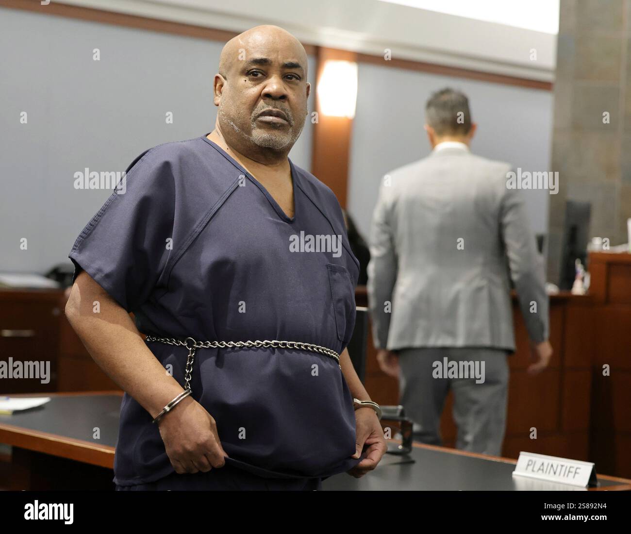 Duane “Keffe D” Davis arrives in court for a hearing on a motion to dismiss charges for his ...
