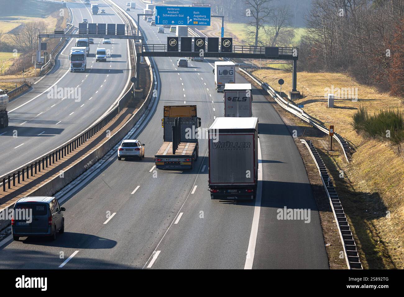 Autobahn A6 zwischen Nürnberg und Heilbronn, 21.01.2025 Die Autobahn A6 ...