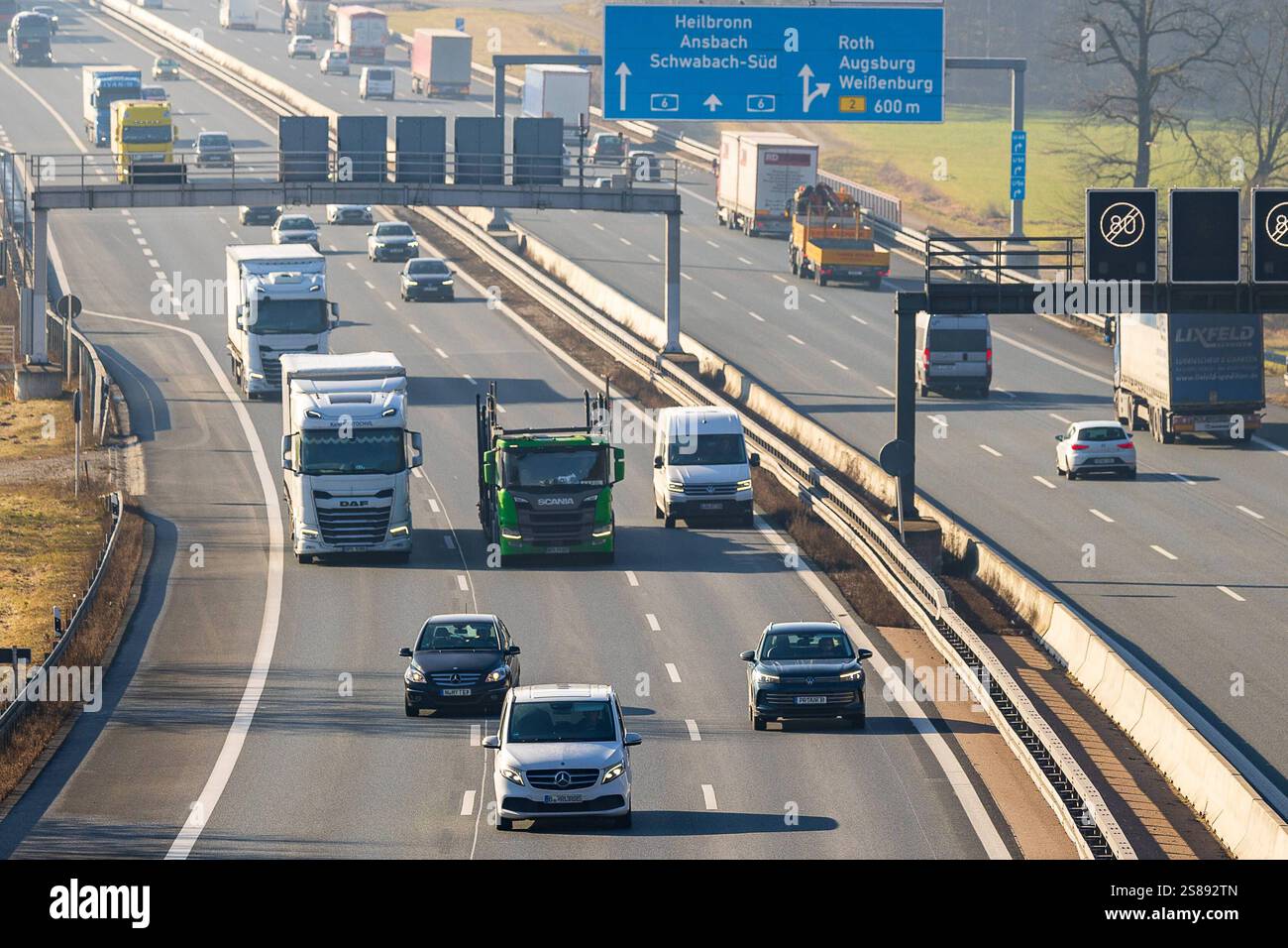 Autobahn A6 zwischen Nürnberg und Heilbronn, 21.01.2025 Die Autobahn A6 ...