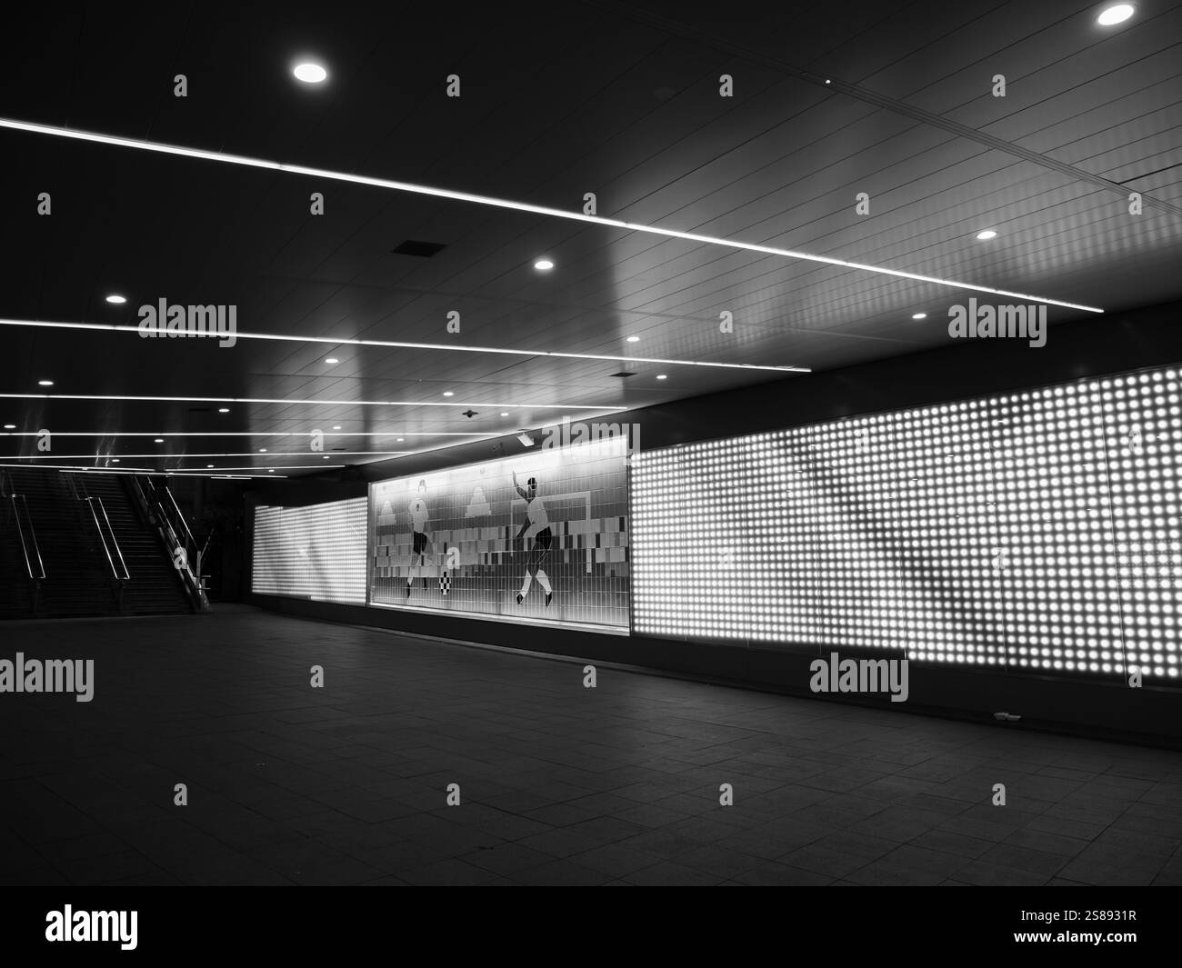 Subway station, night, illuminated art Stock Photo - Alamy